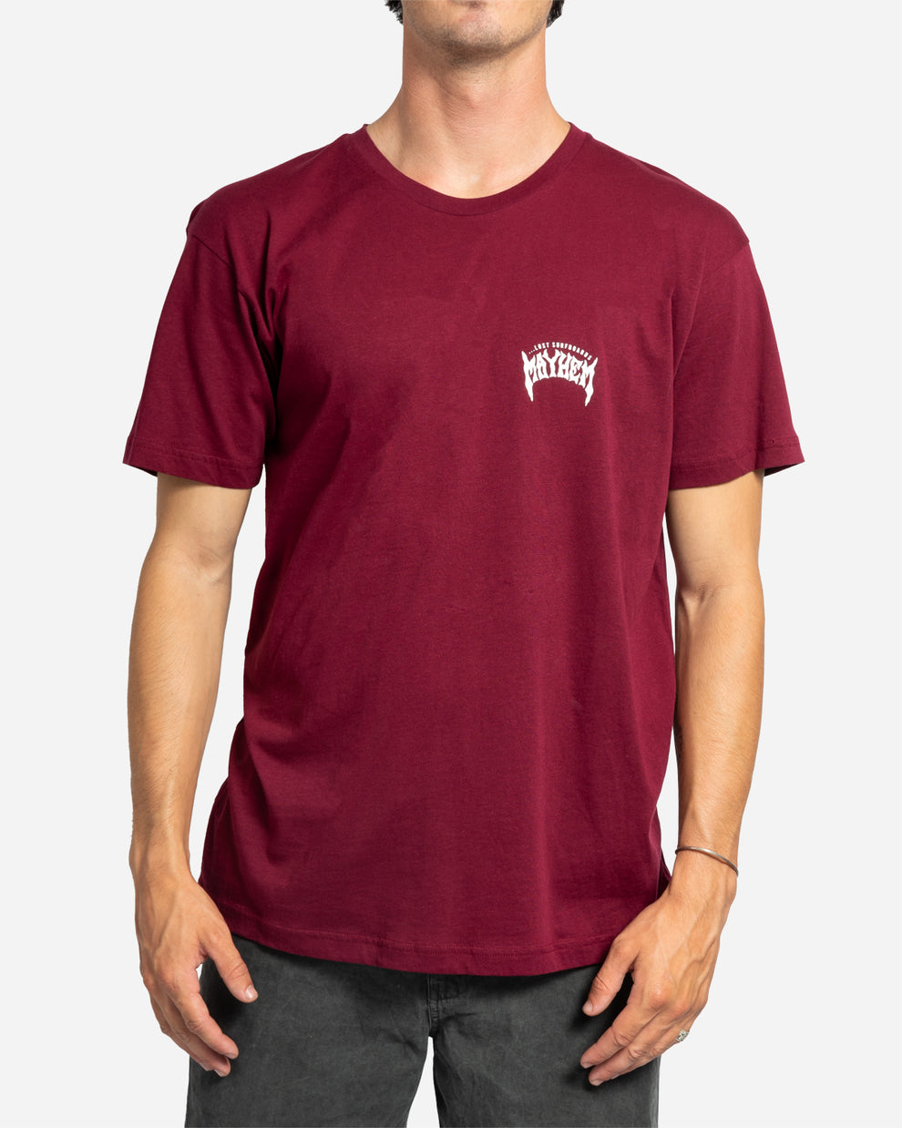 Mayhem Designs Tee Maroon – Lost Enterprises
