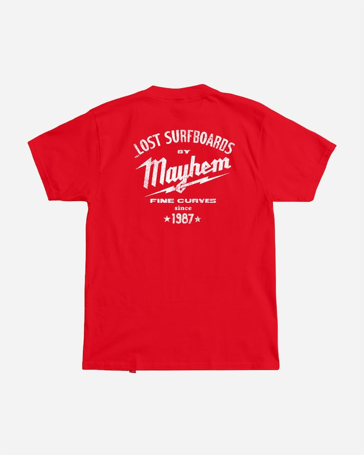 BUILDERS BY MAYHEM TEE RED – Lost Enterprises