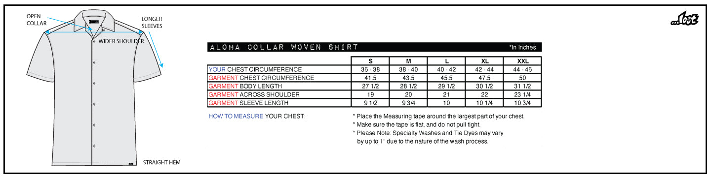 Size Charts – Lost Enterprises